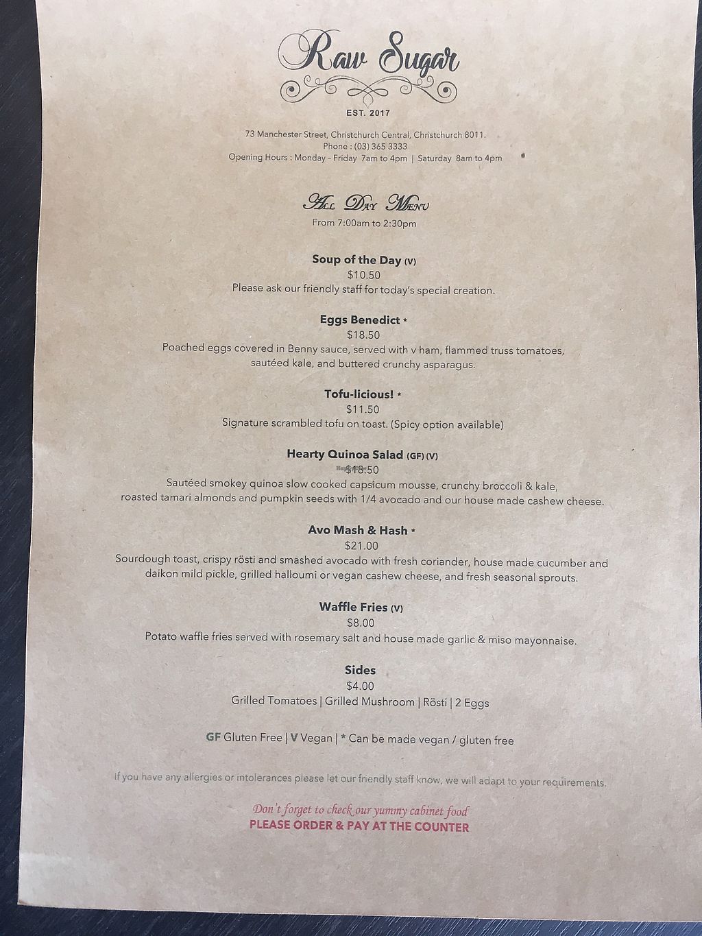 CLOSED: Raw Sugar Cafe - Christchurch Restaurant - HappyCow