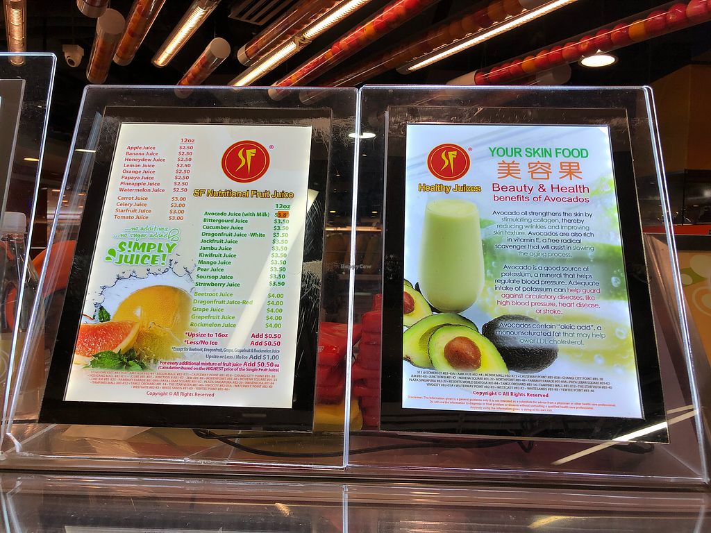 SF Fruits & Juices - Causeway Point - North Singapore Juice Bar - HappyCow