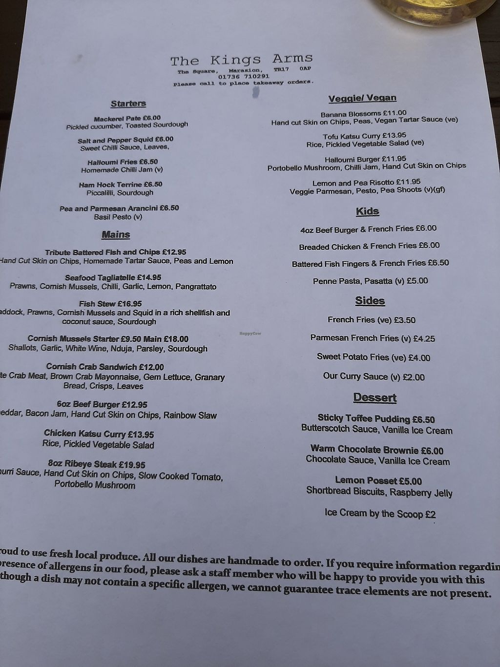 The Kings Arms - Marazion Restaurant - HappyCow