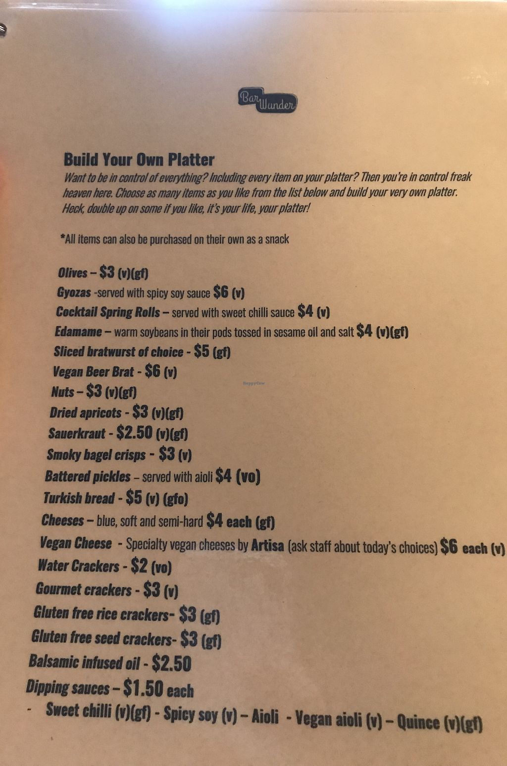 CLOSED: Bar Wunder - Toowoomba Queensland Restaurant - HappyCow