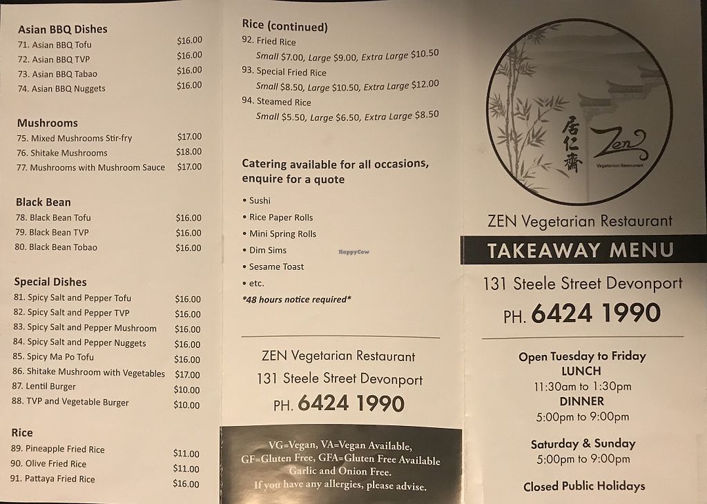 CLOSED: Zen Vegetarian - Devonport Tasmania Restaurant - HappyCow