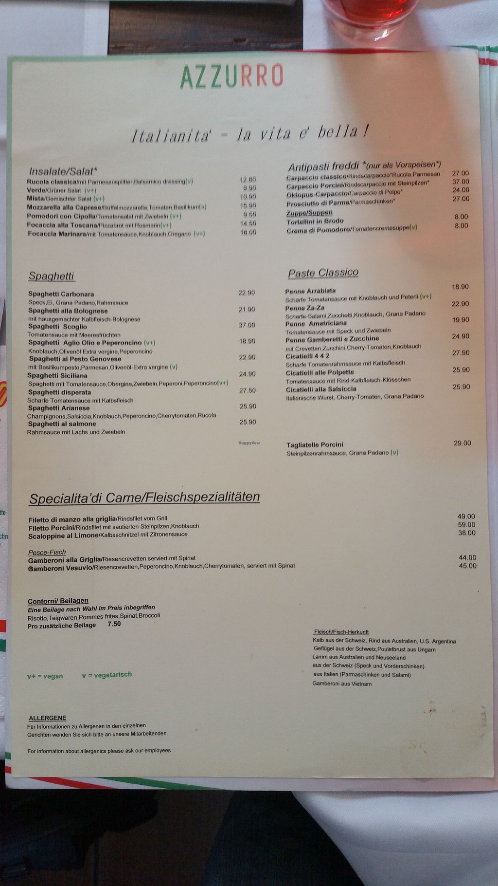 Azzurro - Zurich Restaurant - HappyCow