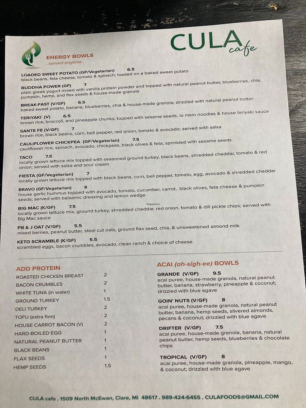 CLOSED: Cula Cafe - Clare Michigan Restaurant - HappyCow