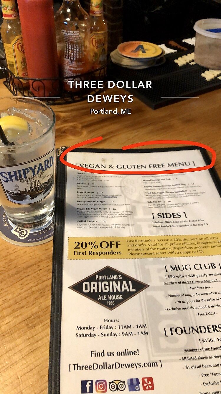 Three Dollar Deweys - Portland Maine Restaurant - HappyCow
