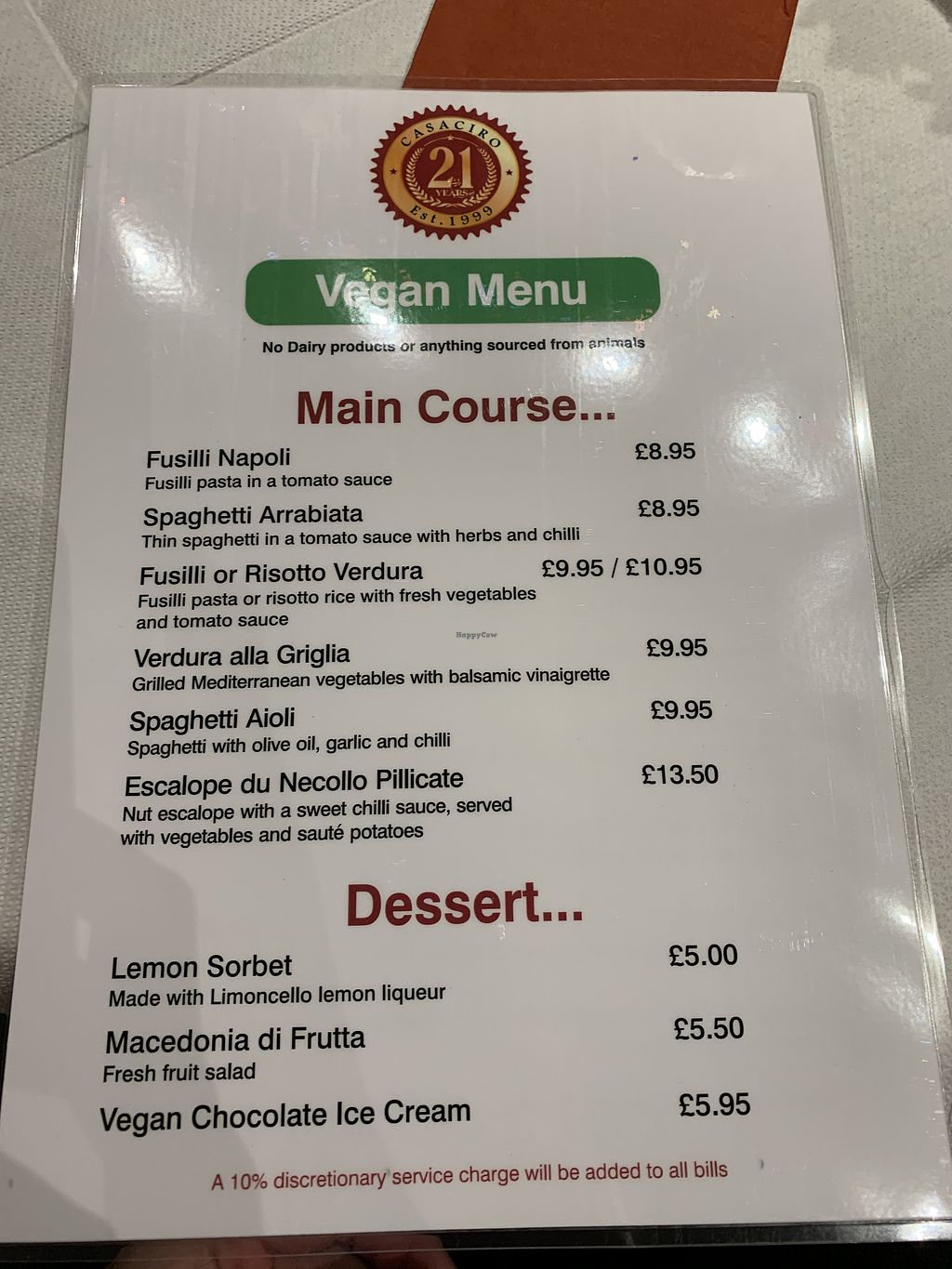 Casa Ciro - Worthing Restaurant - HappyCow