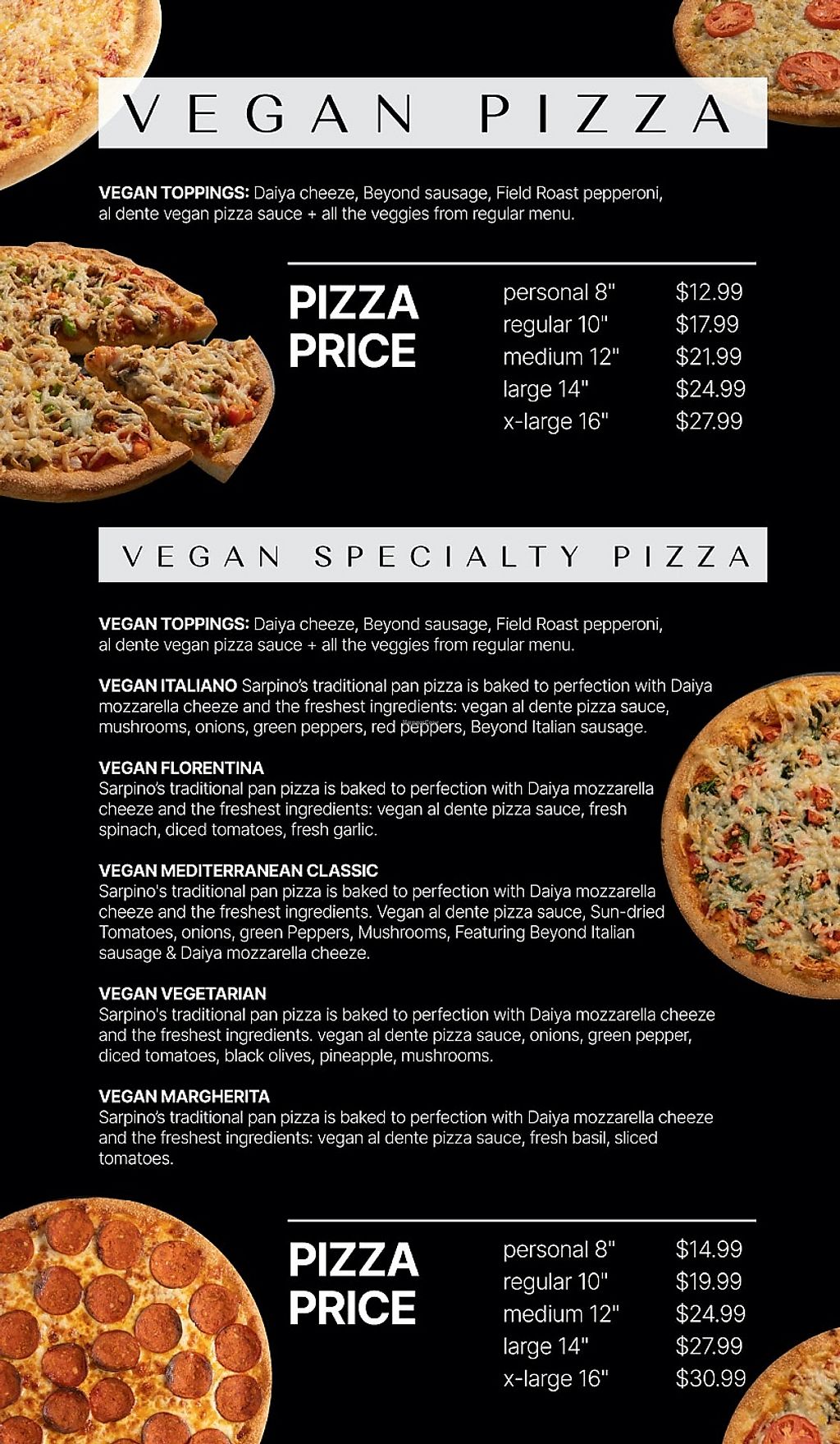 Sarpino's menu store