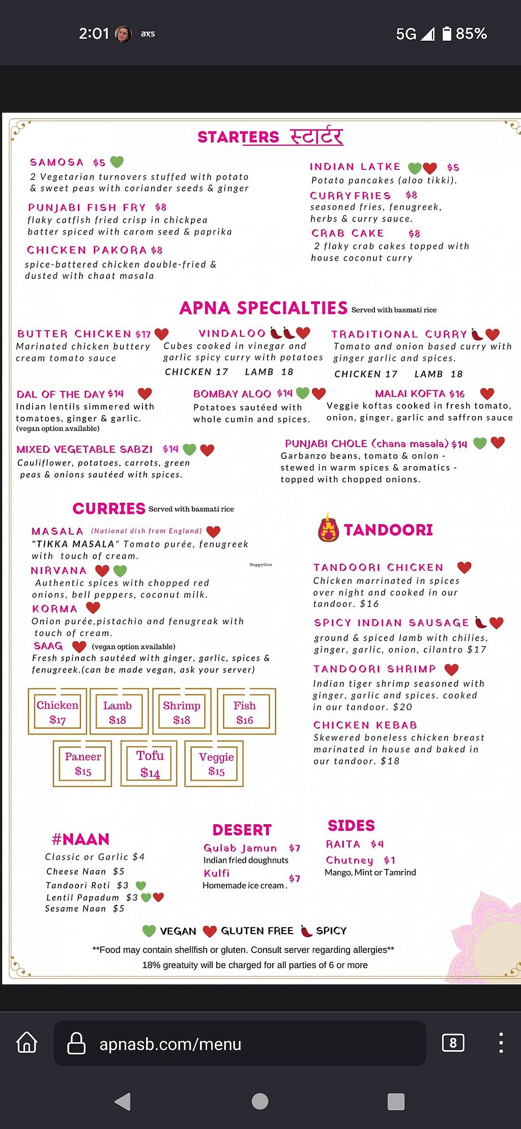 Apna Indian Kitchen - Santa Barbara California Restaurant - HappyCow