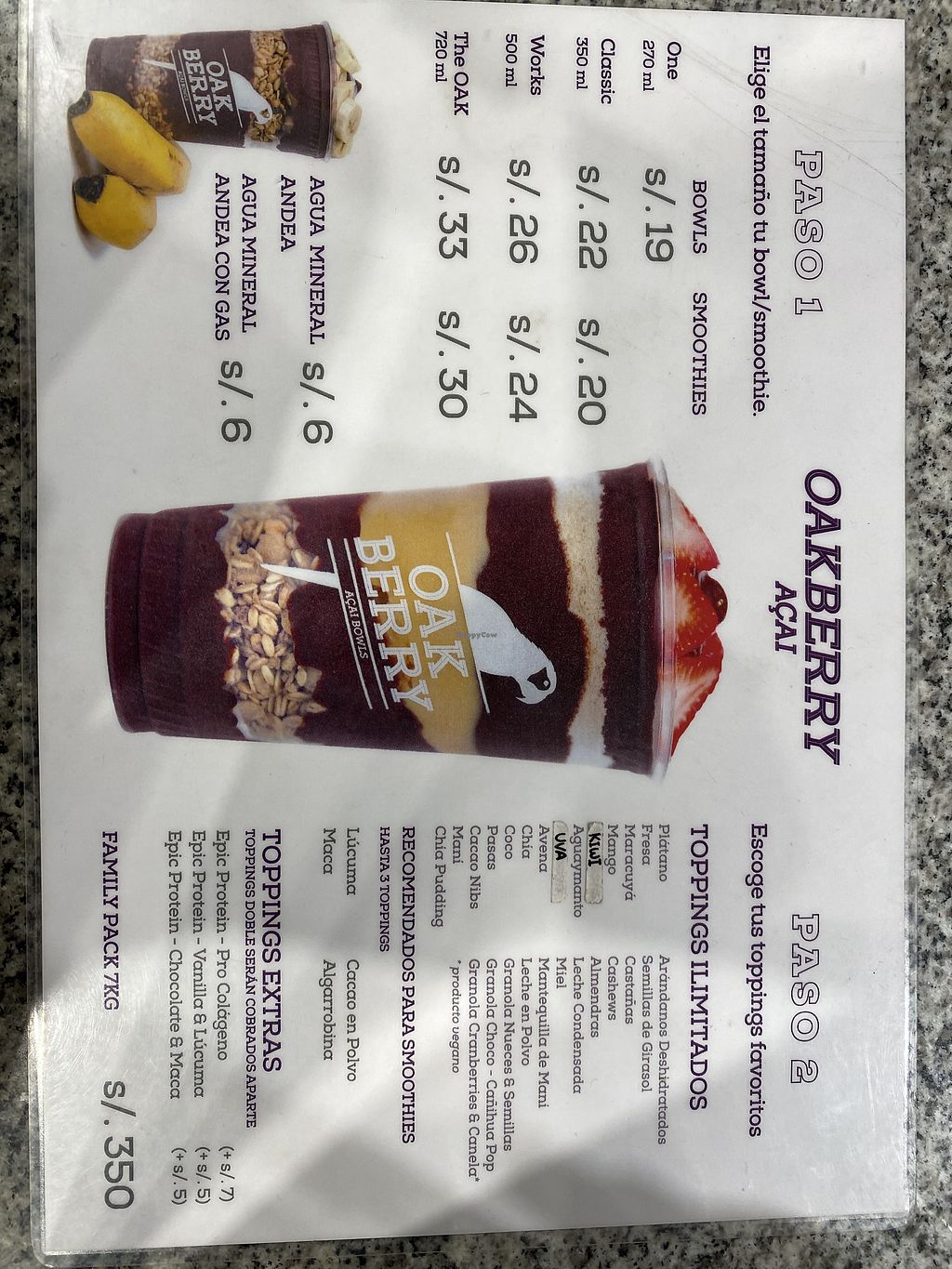 Oakberry - Miraflores - Lima Juice Bar - HappyCow