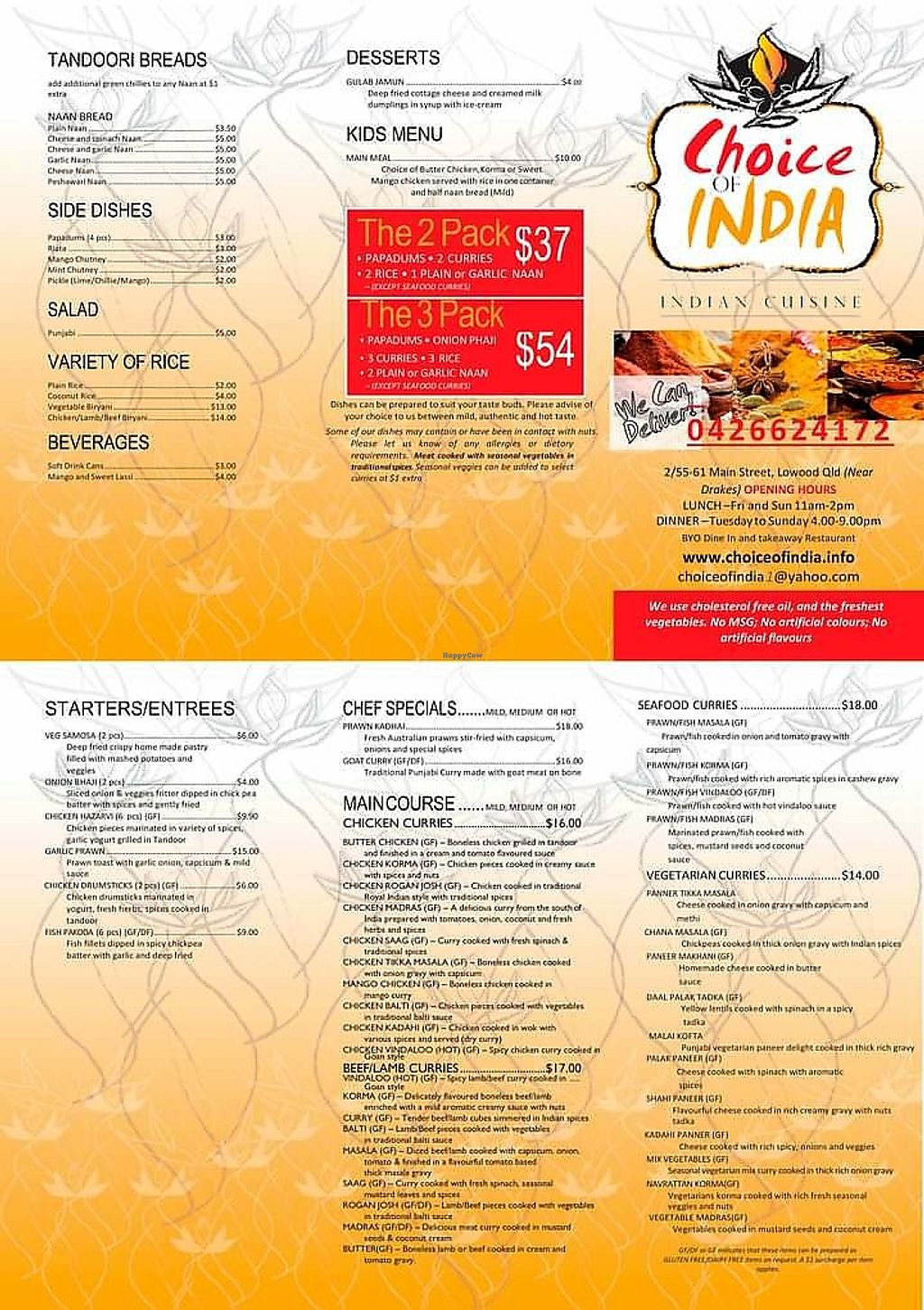 Choice of India - Lowood Queensland Restaurant - HappyCow