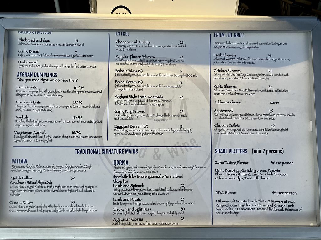 CLOSED: Zoha - Sydney New South Wales Restaurant - HappyCow