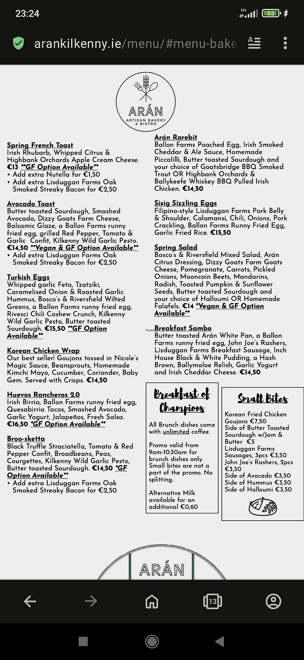 Arán Artisan Bakery & Bistro - Kilkenny Restaurant - HappyCow