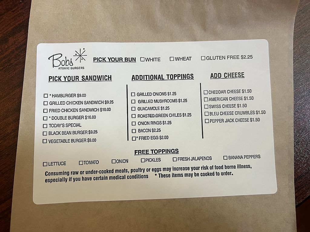 Bob's Atomic Burgers - Golden Colorado Restaurant - HappyCow