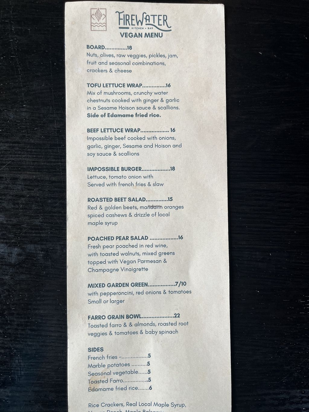 Firewater Kitchen + Bar - Oakland Maryland Restaurant - HappyCow