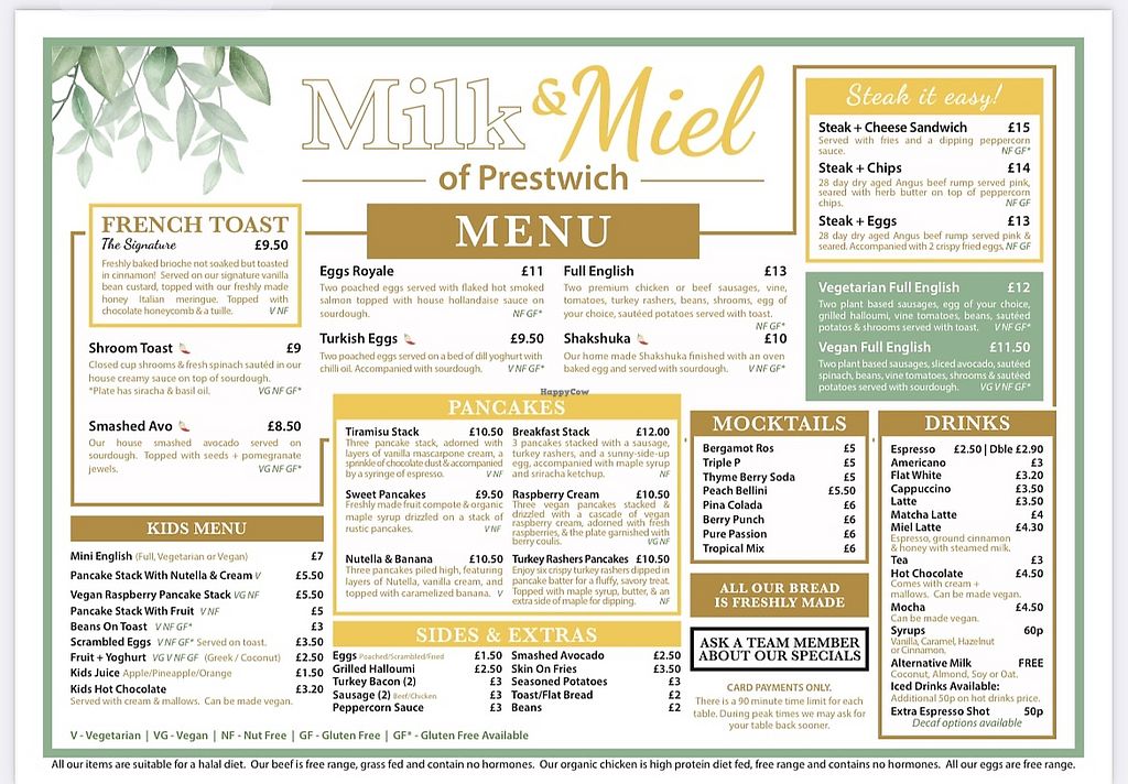 Milk & Miel - Prestwich Restaurant - HappyCow