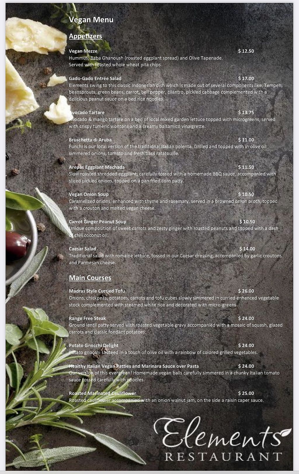 Elements Restaurant - Oranjestad Restaurant - HappyCow