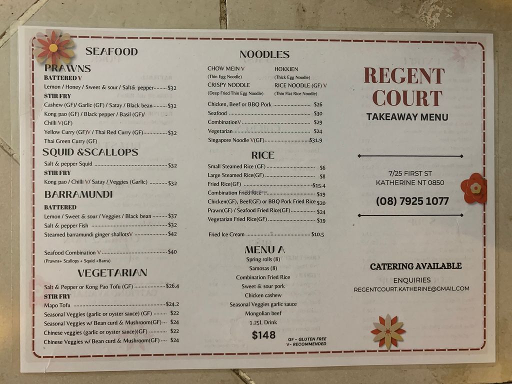 Regent Court Chinese Restaurant - Katherine Northern Territory ...