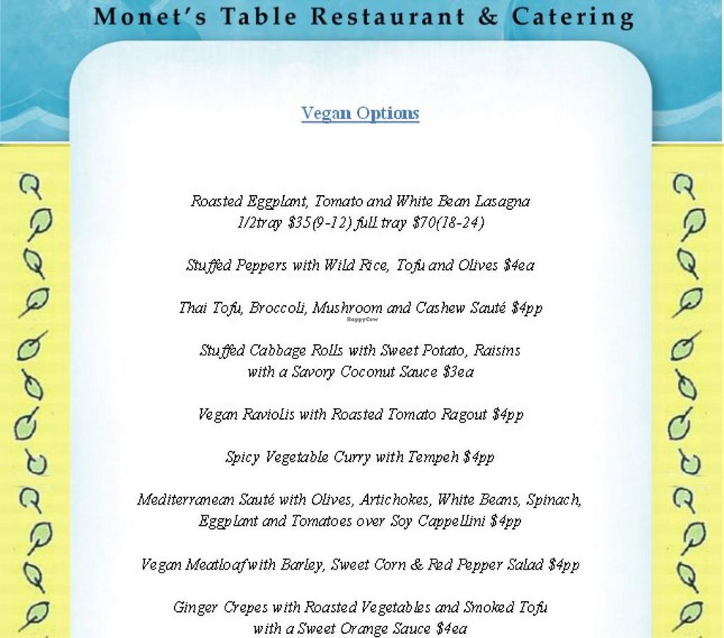 Monet's Table - Tolland Connecticut Restaurant - HappyCow