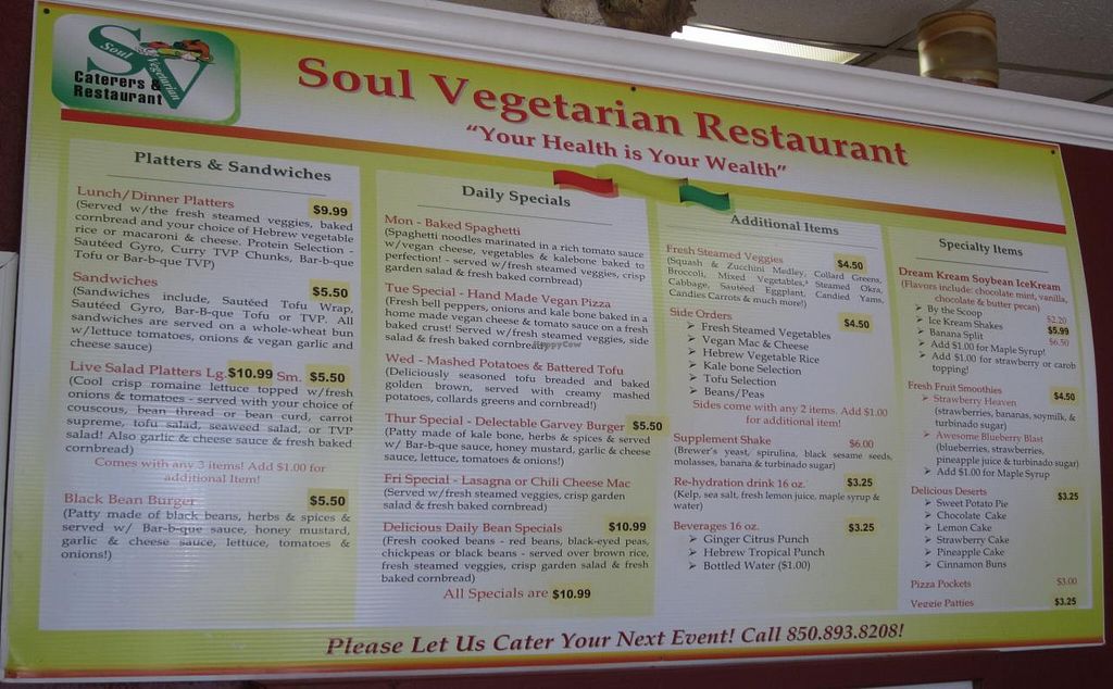 CLOSED: Soul Vegetarian - Tallahassee Florida Restaurant - HappyCow