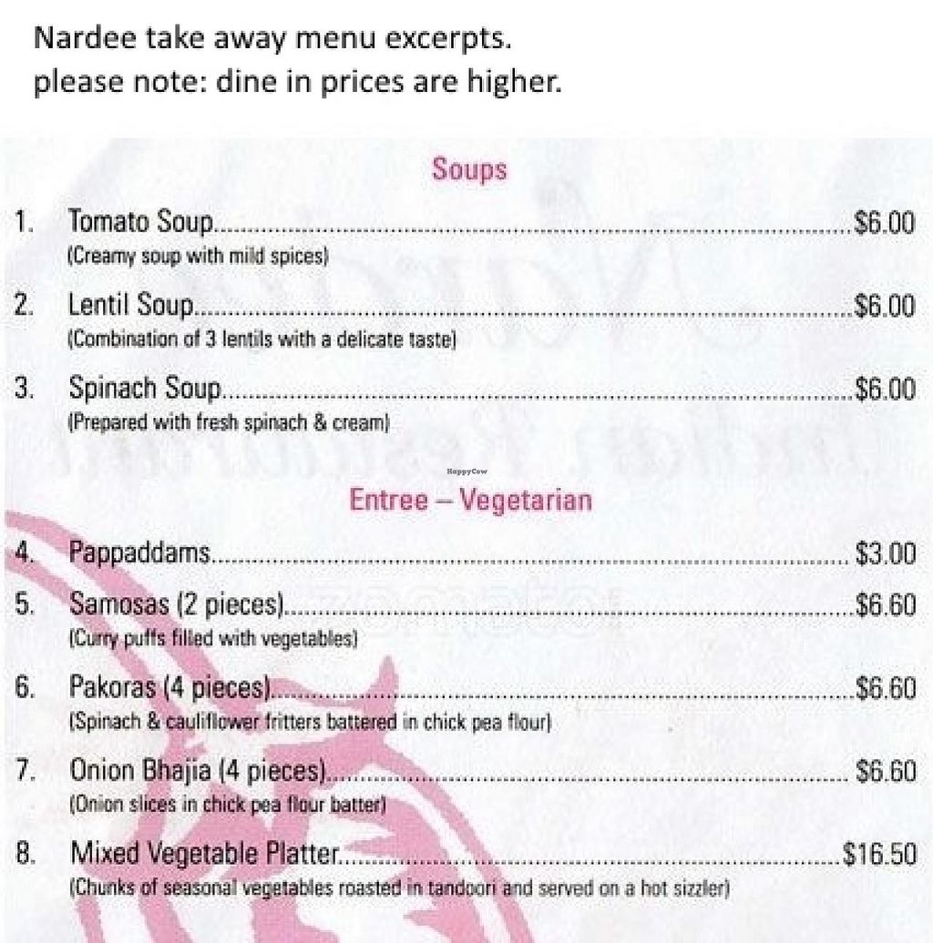 Nardee Indian Restaurant - Warrandyte Victoria Restaurant - HappyCow