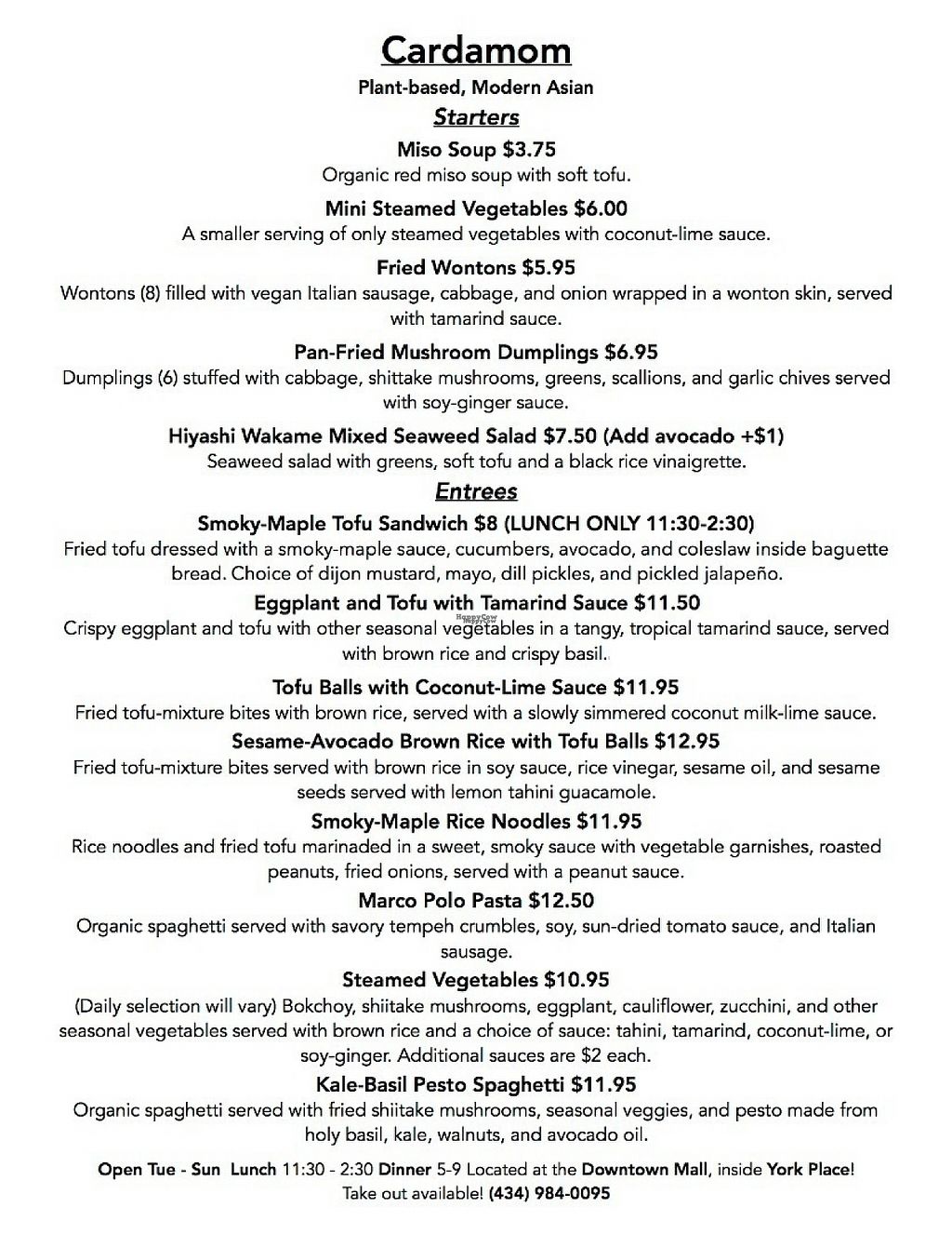 CLOSED: Cardamom - Charlottesville Virginia Restaurant - HappyCow