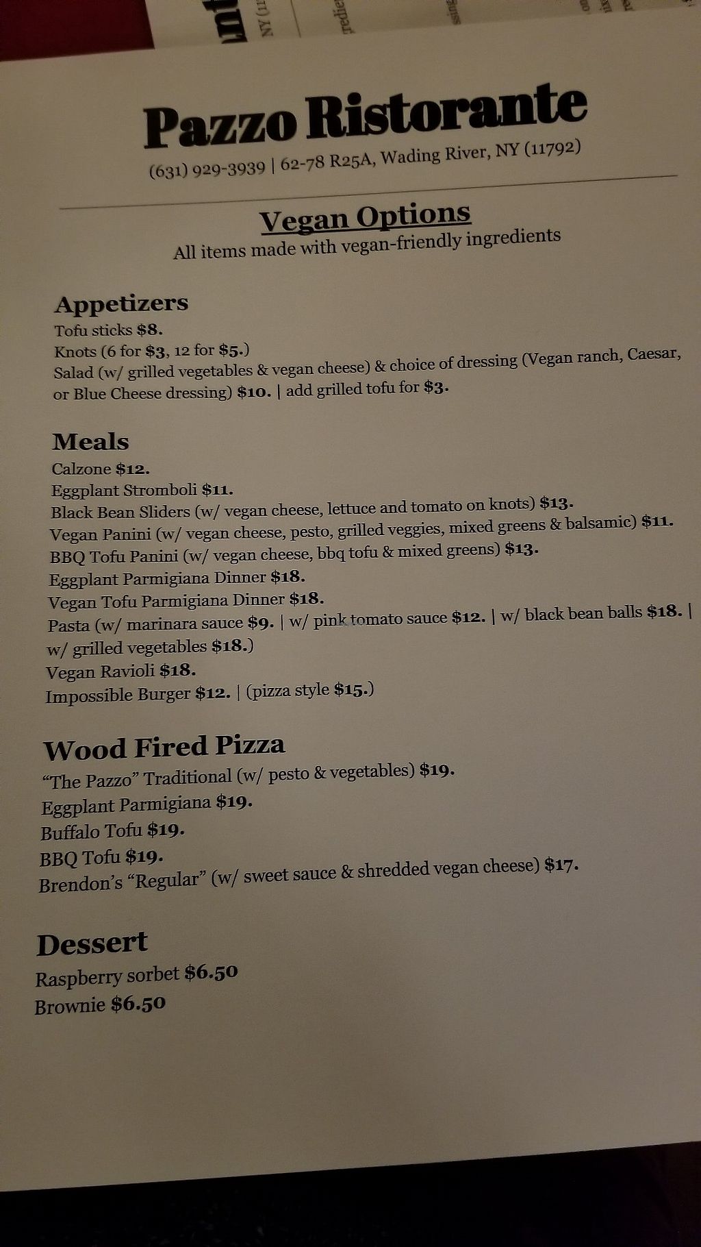 Pazzo Wood Fired Pizza - Wading River New York Restaurant - HappyCow