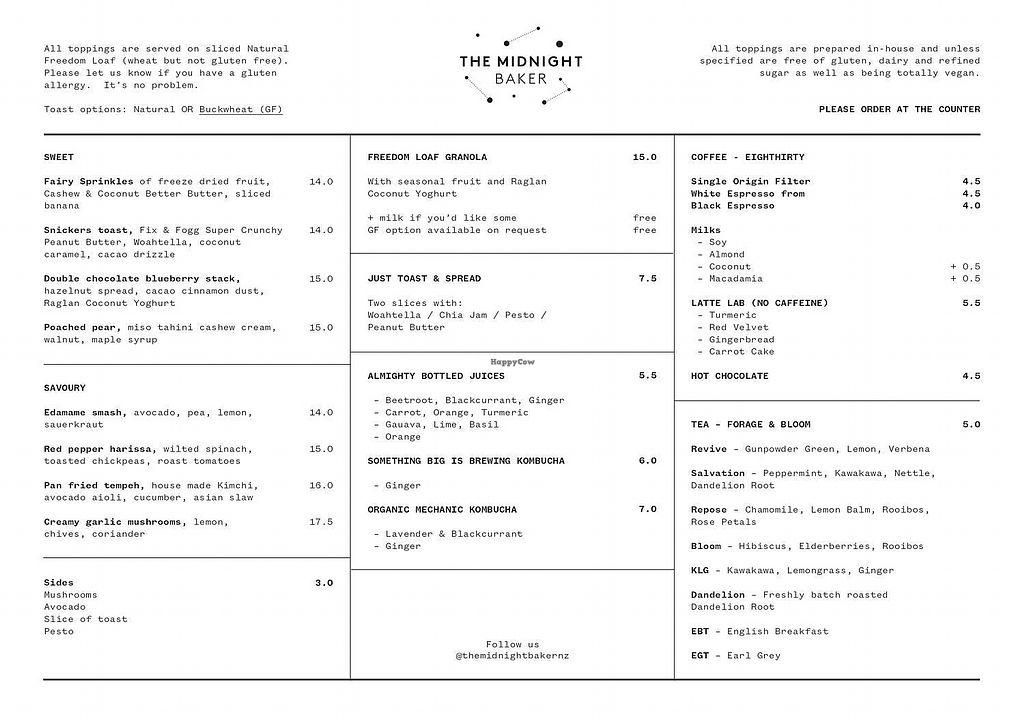 CLOSED: The Midnight Baker - Auckland Restaurant - HappyCow