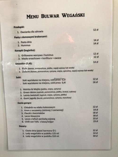 CLOSED: Bulwar Weganski - Warsaw Restaurant - HappyCow