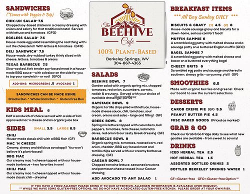 The Beehive Cafe - Berkeley Springs West Virginia Restaurant - HappyCow