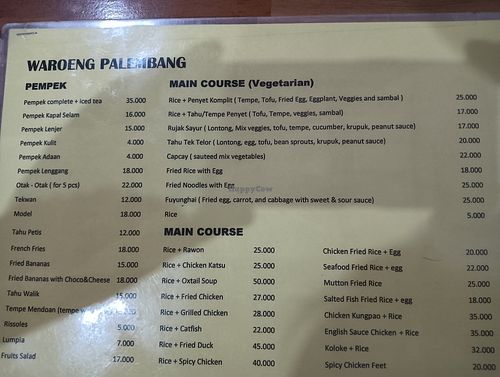 Waroeng Palembang - Banyuwangi Java Restaurant - HappyCow